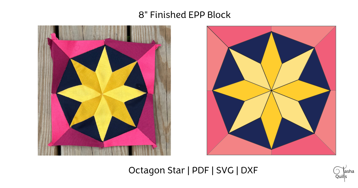 8" Octagon Star Printable Block Pieces for English Paper Piecing (EPP ...